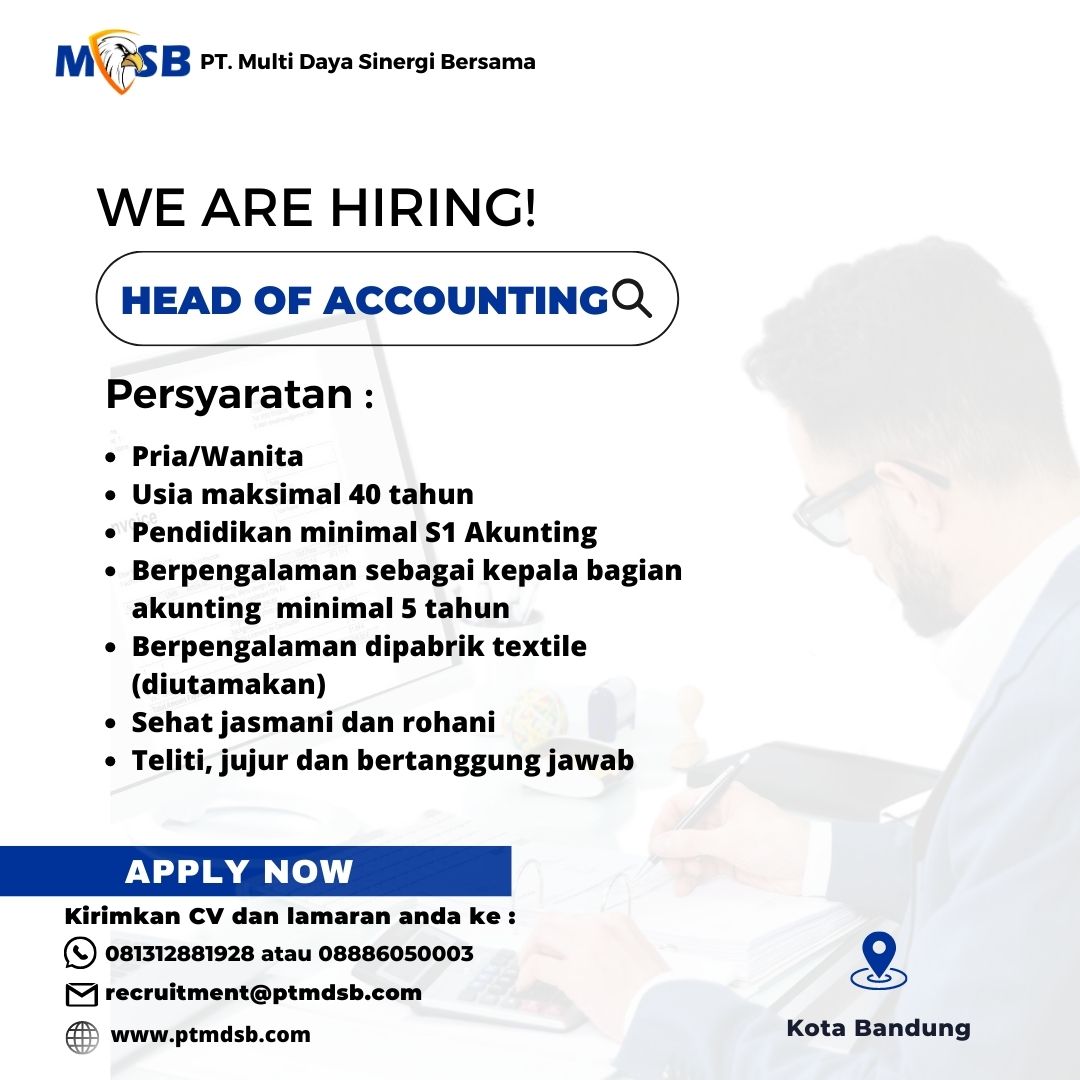 JOB VACANCY – PT. Multi Daya Sinergi Bersama