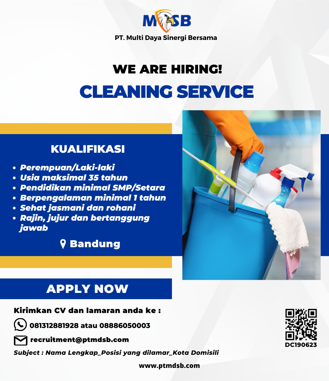 JOB VACANCY – PT. Multi Daya Sinergi Bersama
