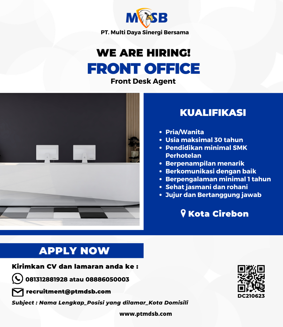 JOB VACANCY – PT. Multi Daya Sinergi Bersama