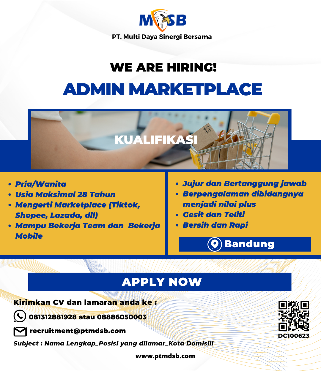 JOB VACANCY – PT. Multi Daya Sinergi Bersama