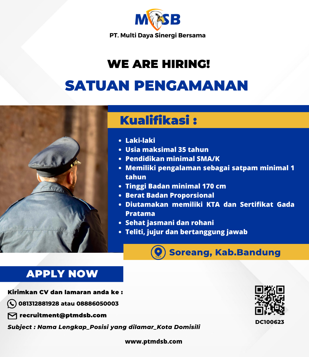 JOB VACANCY – PT. Multi Daya Sinergi Bersama