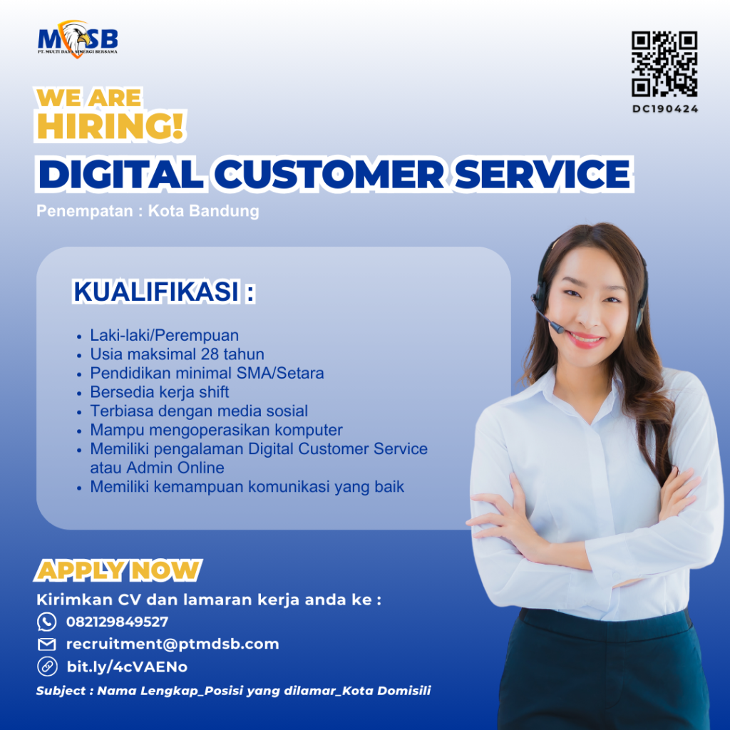 JOB VACANCY – PT. Multi Daya Sinergi Bersama
