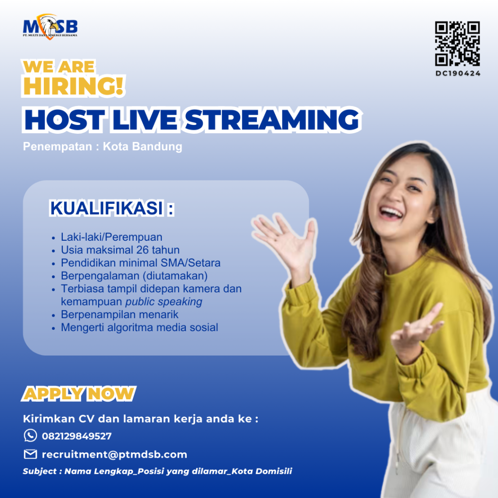 JOB VACANCY – PT. Multi Daya Sinergi Bersama