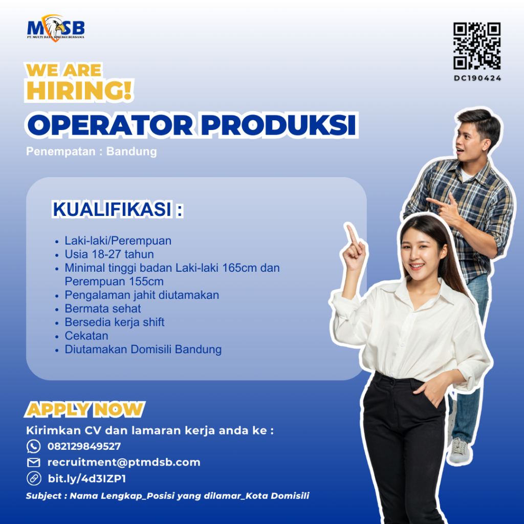 JOB VACANCY – PT. Multi Daya Sinergi Bersama