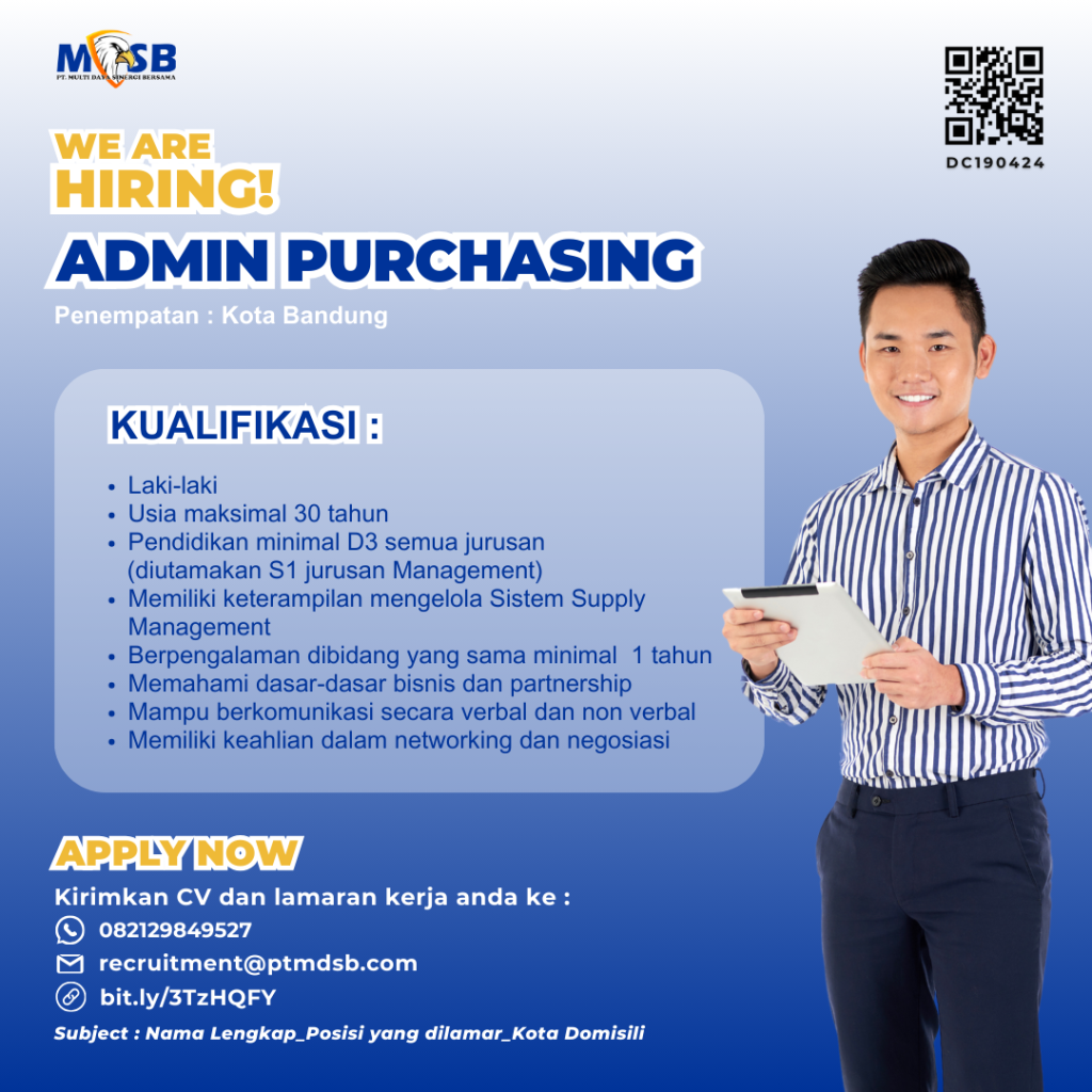 JOB VACANCY – PT. Multi Daya Sinergi Bersama