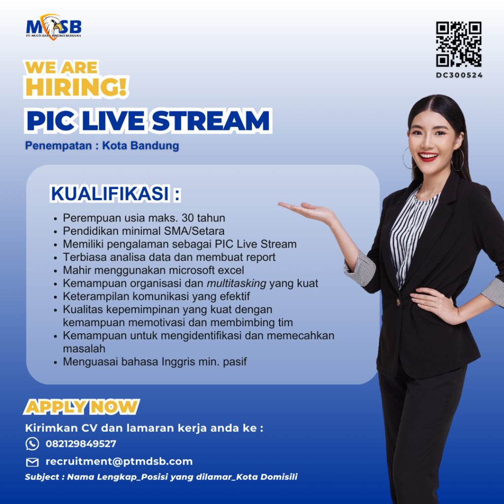 JOB VACANCY – PT. Multi Daya Sinergi Bersama