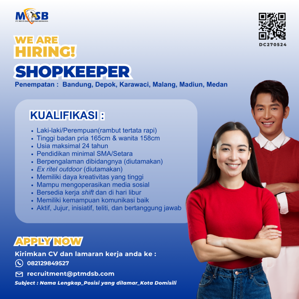 JOB VACANCY – PT. Multi Daya Sinergi Bersama