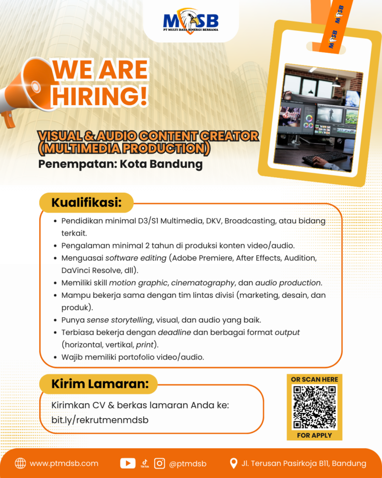 JOB VACANCY – PT. Multi Daya Sinergi Bersama