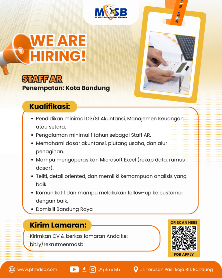 JOB VACANCY – PT. Multi Daya Sinergi Bersama